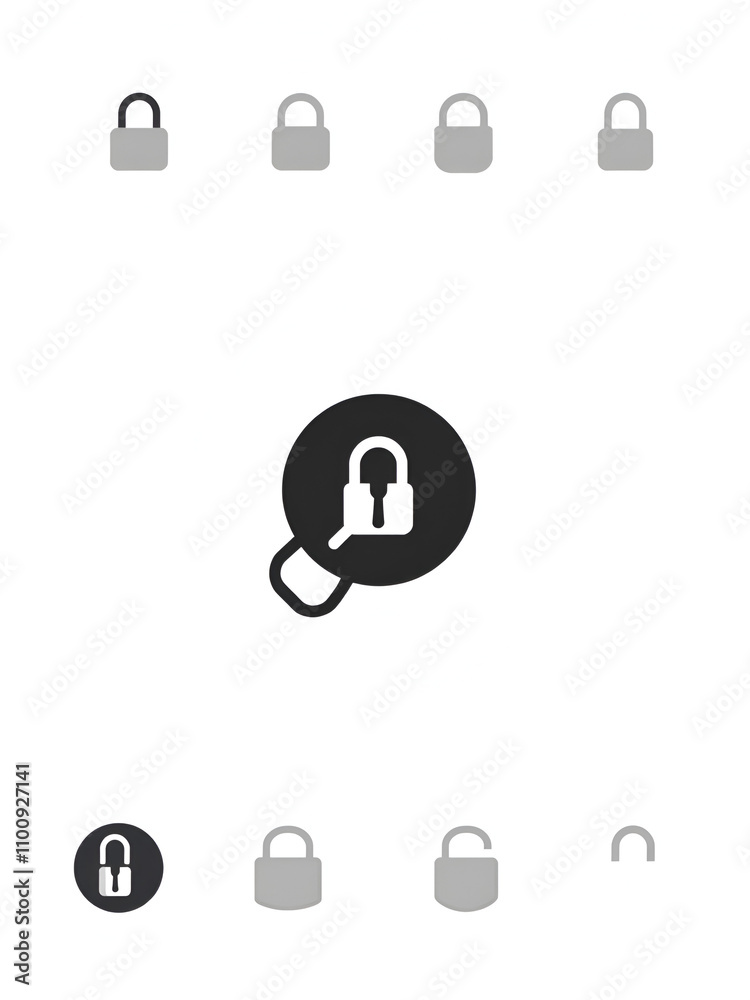 Black reset password icon, simple round key protection flat design ...