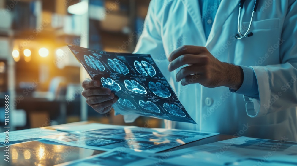 Doctor Examining Brain Scan Images - Medical Imaging & Healthcare Stock ...