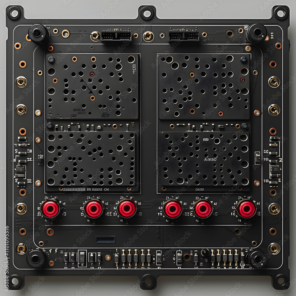 texture of back view panels. power input and output wire and data input ...