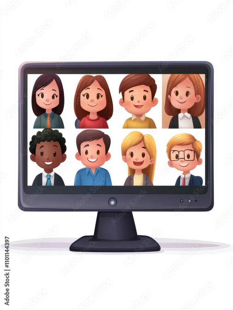 Video conferencing isolated cartoon vector illustrations. People ...
