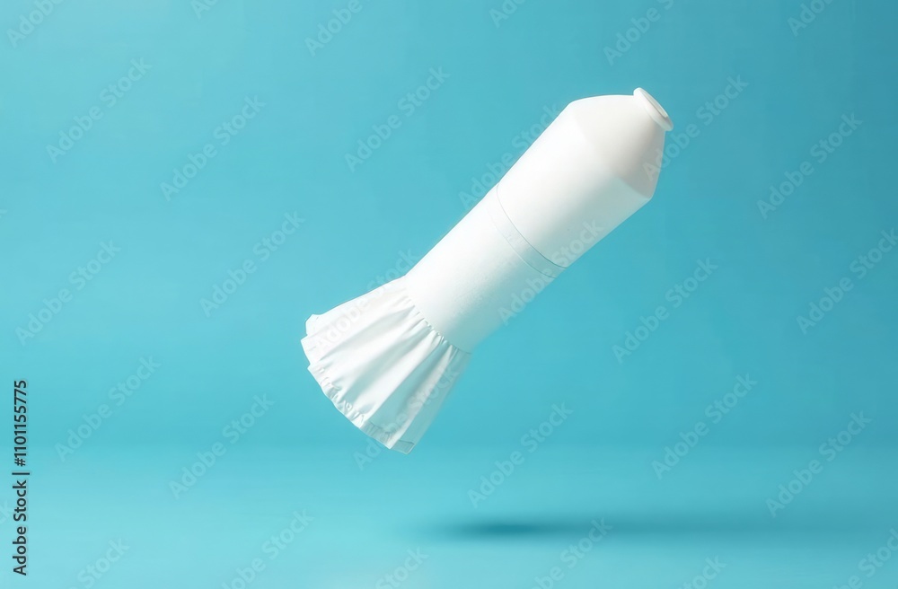 flying white female tampon for menstrual cycle on blue background Stock ...