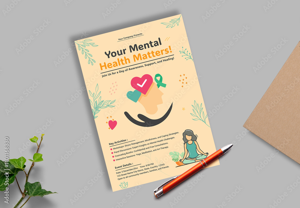 Mental Health Awareness Event Flyer Stock Template | Adobe Stock