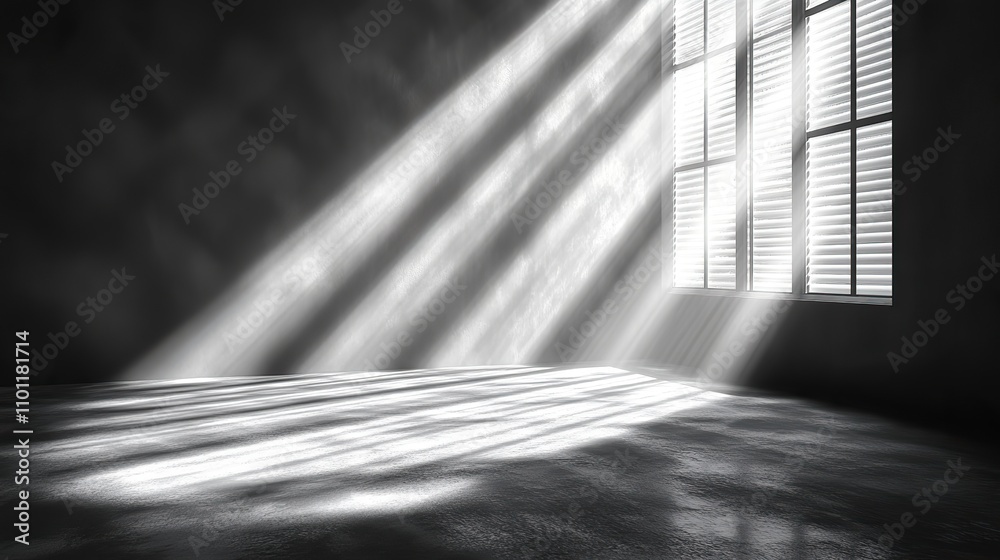 authentic wall featuring a gobo shadow shadows cast by the window frame ...