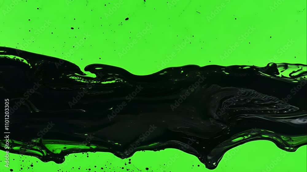 realistic black paint smear with uneven textures, sliding across a ...