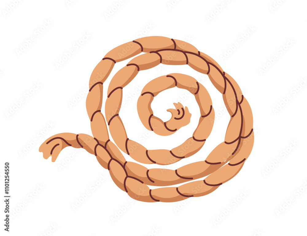 Rope coiled in circular spiral shape. Braided jute cord, thick hemp ...