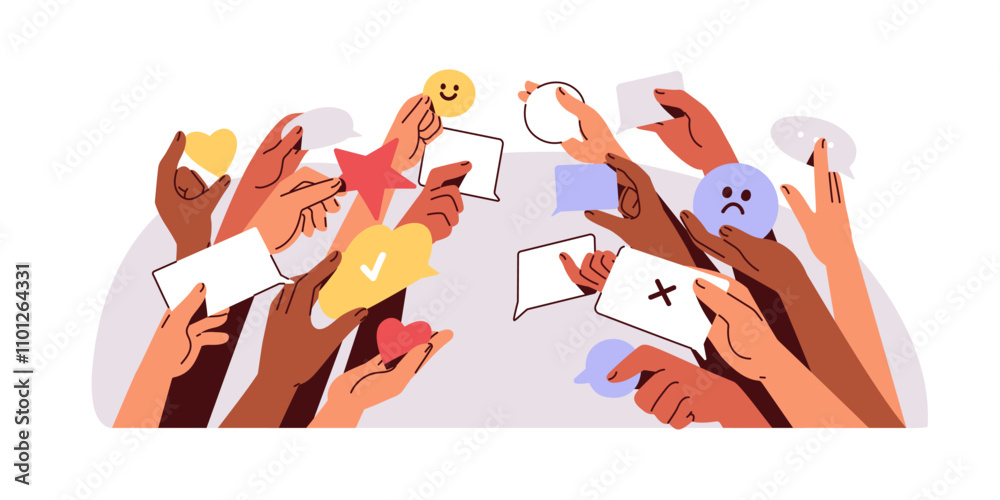 Split society concept. Two opposite social groups, teams in conflict ...