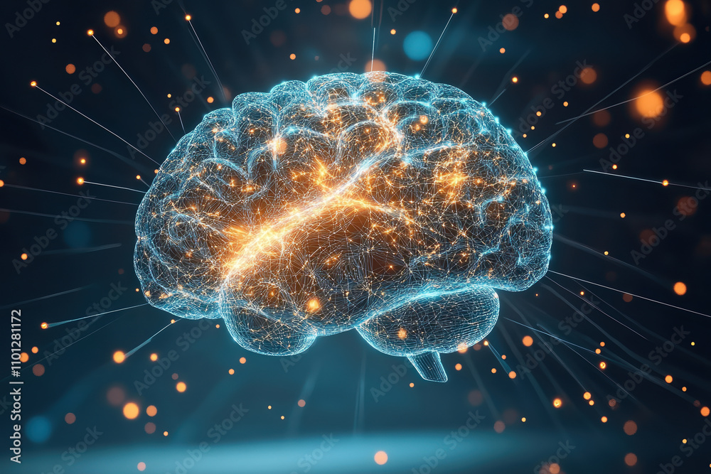 Intriguing glowing brain neural network innovative technology future ...