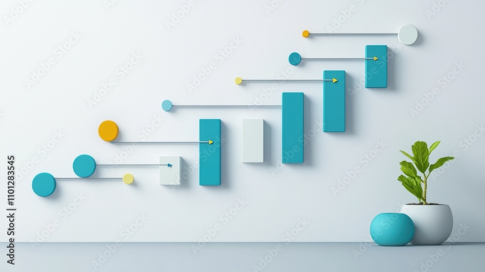 A project timeline displayed on a whiteboard, using a horizontal Gantt ...