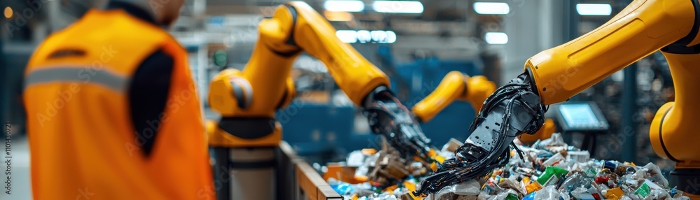 Sustainability Business Innovation concept. AI-driven recycling center ...