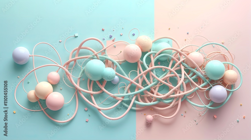 Pastel Play: A minimalist and colorful composition, where simple shapes ...