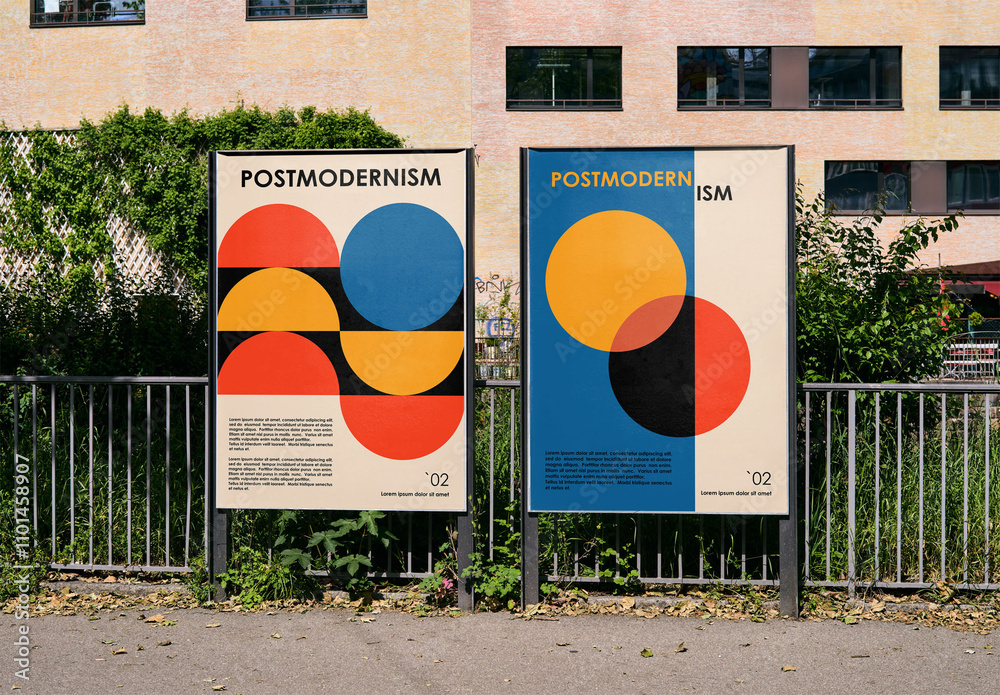 Mockup Of Two Vertical Customized Signs Side By Side Stock Template ...