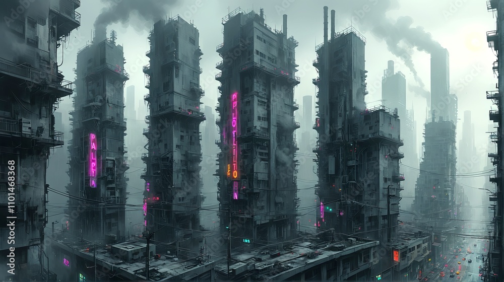 Smog-Shrouded Metropolis: A haunting depiction of a dystopian city ...
