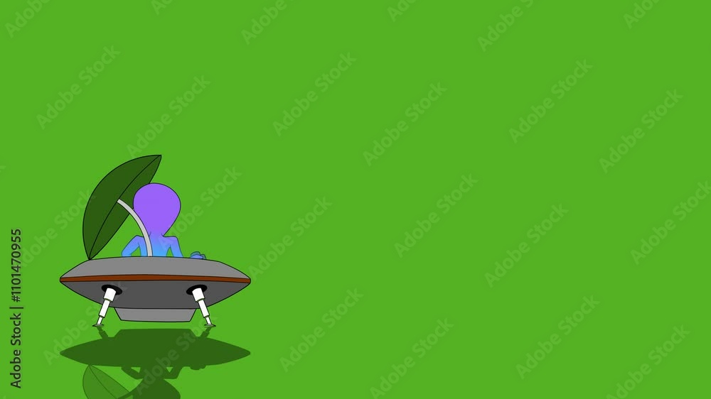 Green Screen UFO Landing with Alien Exploration and Takeoff Animation ...