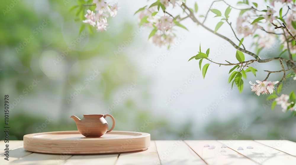 Discover an elegant tea product mockup on an empty podium with a ...