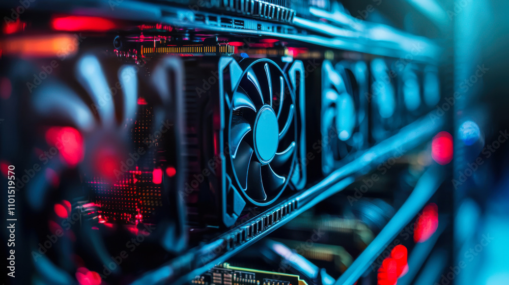 artistic representation of GPUs with vibrant lighting effects Stock ...