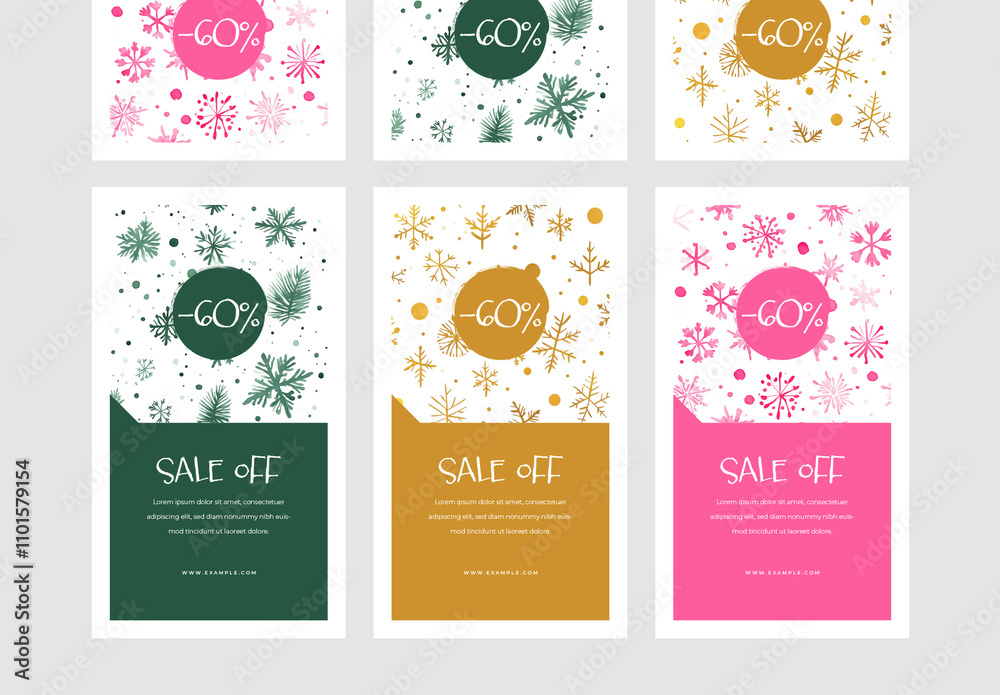 Set Of Snowflake Social Media Layouts With Two Sizes Stock Template ...