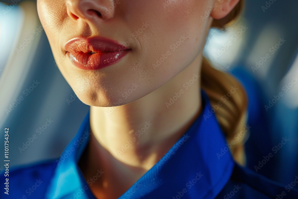 Generative AI portrait of professional airline crew worker steward ...