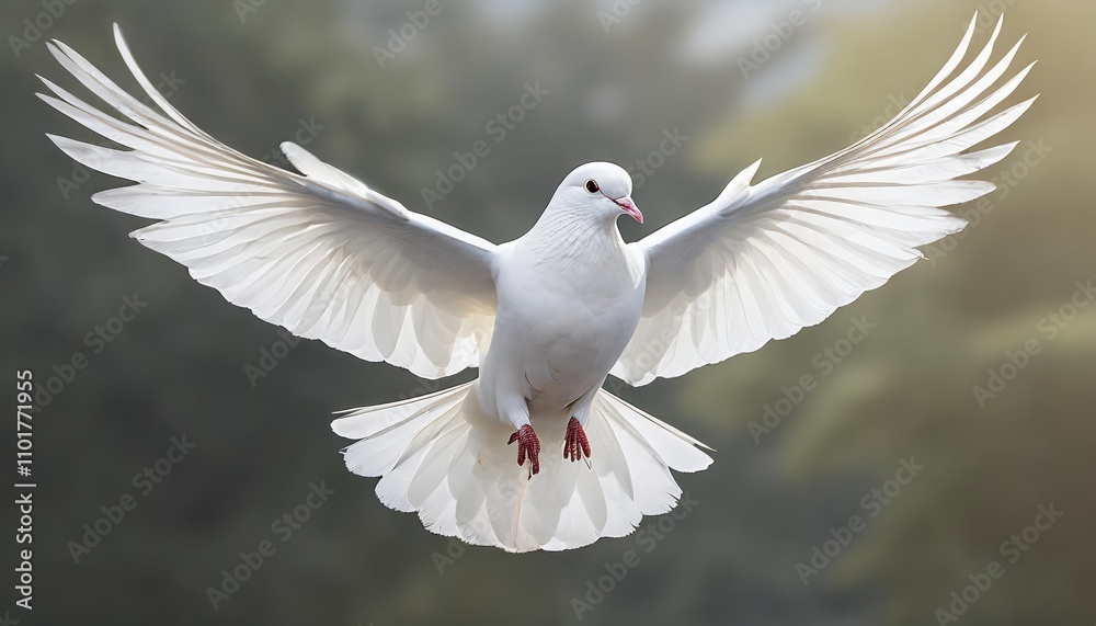 Elegant white dove with detailed feathers gracefully isolated on a ...