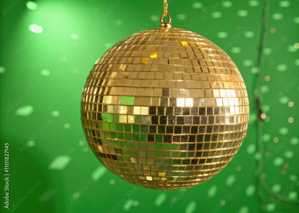 4K Disco Gold Ball Rotating Loop Animation on Green Screen - High Depth ...