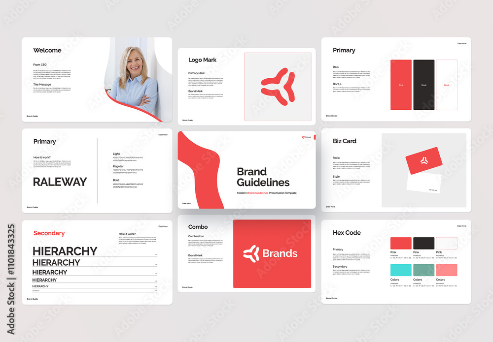 Clean Brand Guideline Presentation Layout Stock Template | Adobe Stock