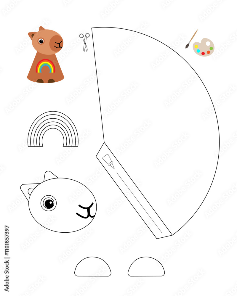 Capybara template for coloring and building for games Stock Vector ...