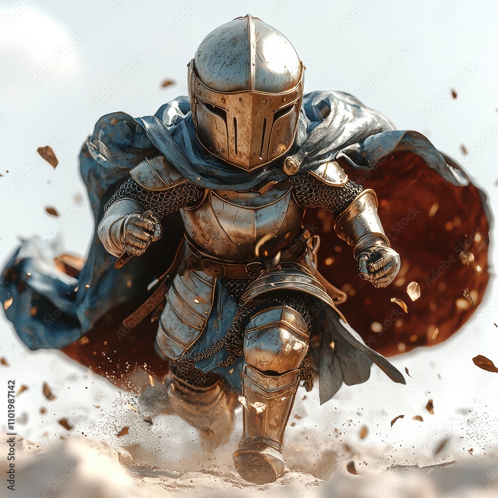 Miniature Knight's Charge: A valiant, miniature knight in shining armor ...