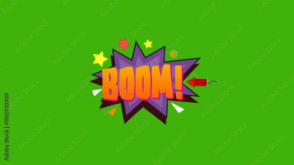 boom pop art in 4K comic style animation text video.Vintage colorful ...