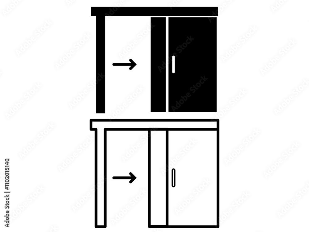sliding door icon simple flat style pictogram for ui or ux mobile app ...