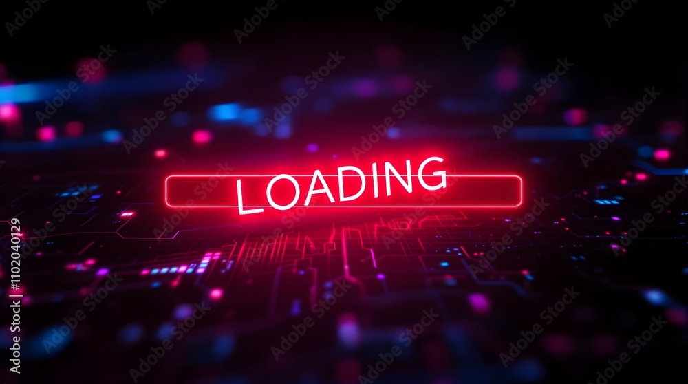 Loading Screen Concept with Red Lines. Minimalistic technology ...