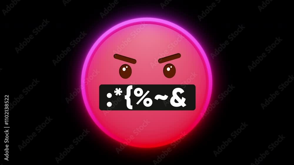 Emoji Animation Red Face with Symbols on Mouth emoji Icon on ...