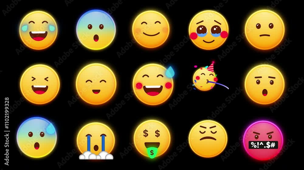 Animated Emoji Set. Alpha channel, transparent background. Laughing ...
