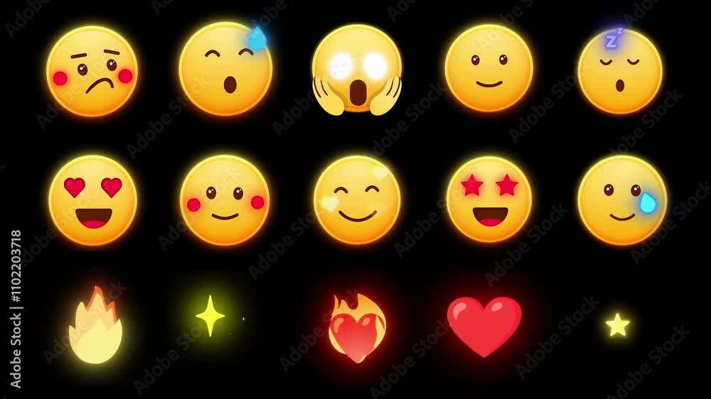 Animated Emoji Set. Alpha channel, transparent background. Laughing ...