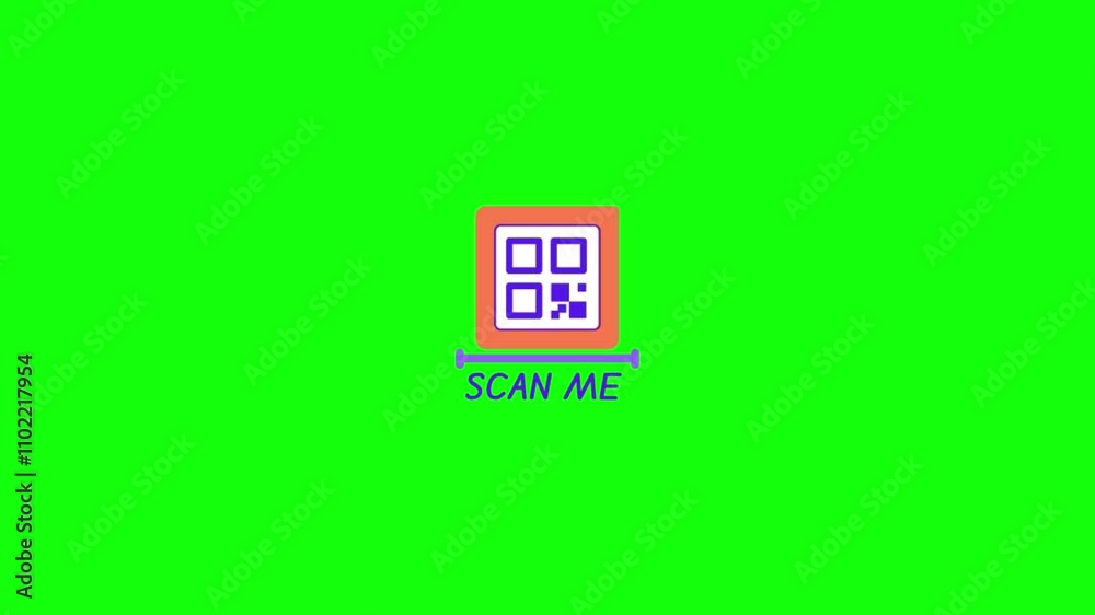 Scanning QR code animation, with text "Scan Me" Alpha channel ...