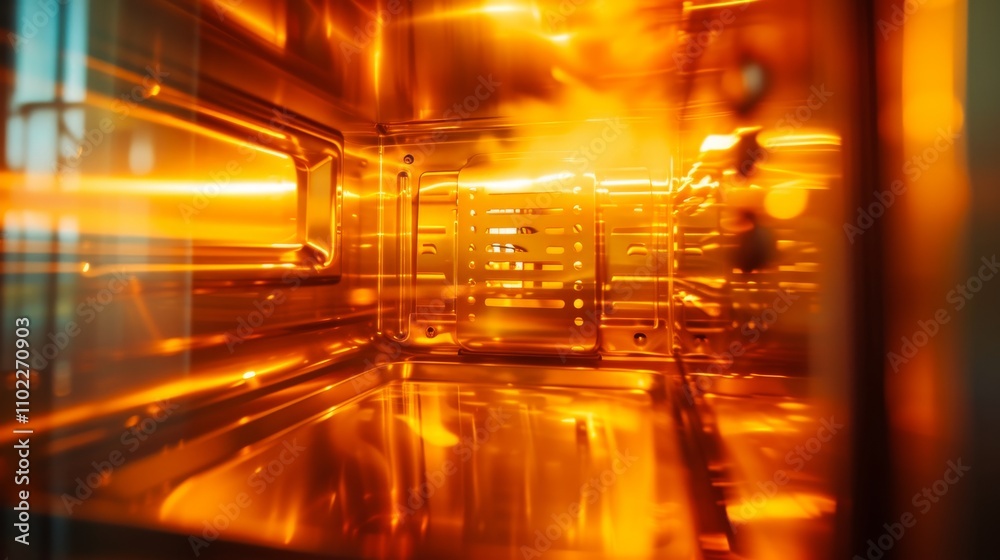 This close-up view of a modern industrial oven interior captures a ...