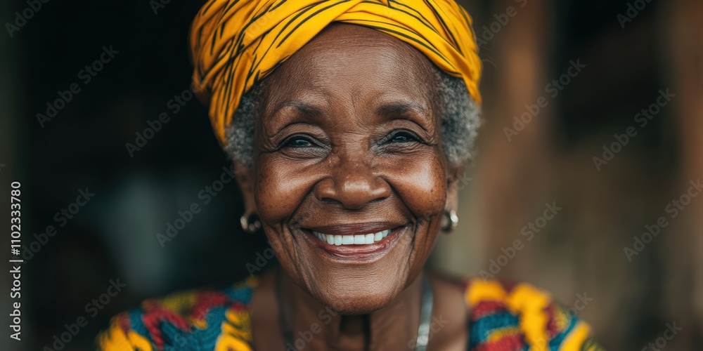Older Black Woman Portrait: African American Elderly Lady Smiling ...