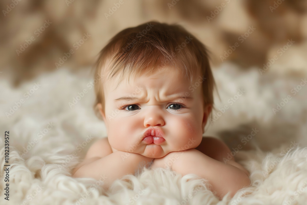 Photo & Art Print A baby making a pouty face, their lips adorably ...
