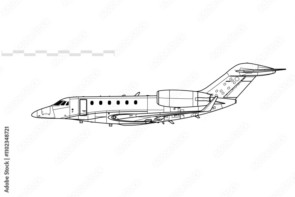 Cessna 750 Citation X plus. Vector drawing of business jet aircraft ...