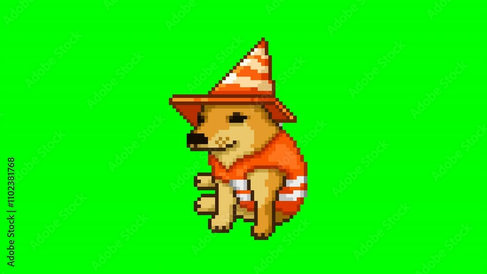 Dog with traffic cone, pixel art meme animation vídeo do Stock | Adobe ...