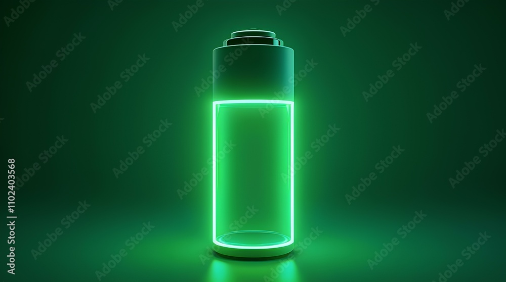 Foto de Glowing green power neon futuristic energy storage, high ...