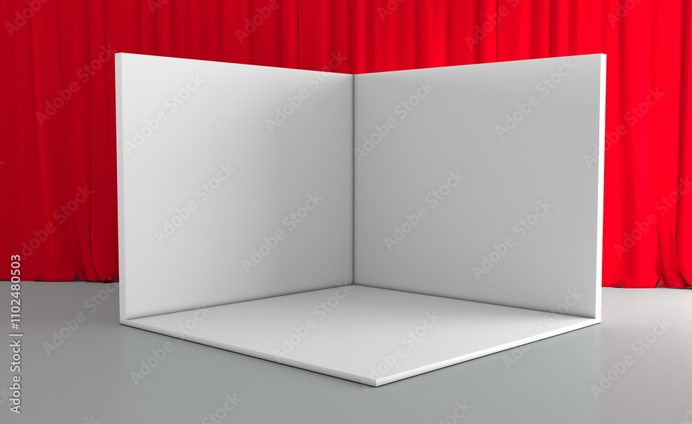 Booth 3d corner. Square corner. 3D exhibition booth. Showroom. Empty ...