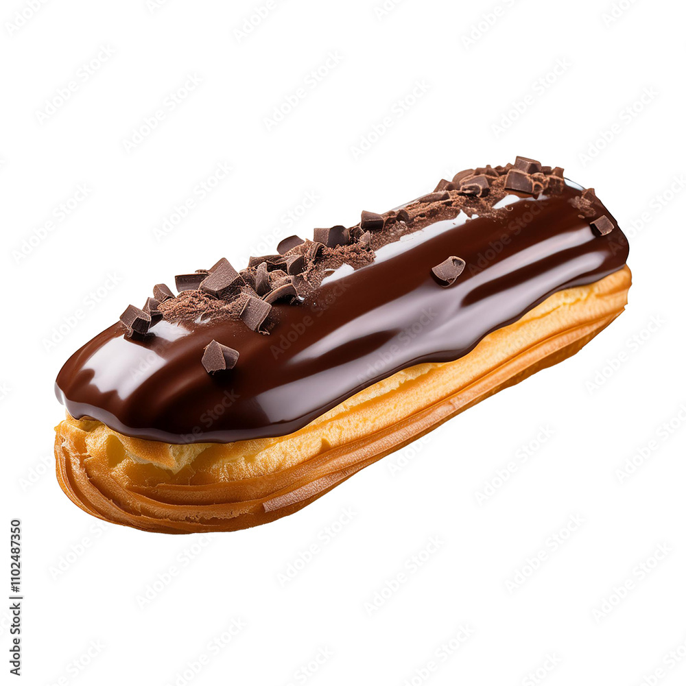Delicious chocolate éclair with rich filling and smooth chocolate glaze ...