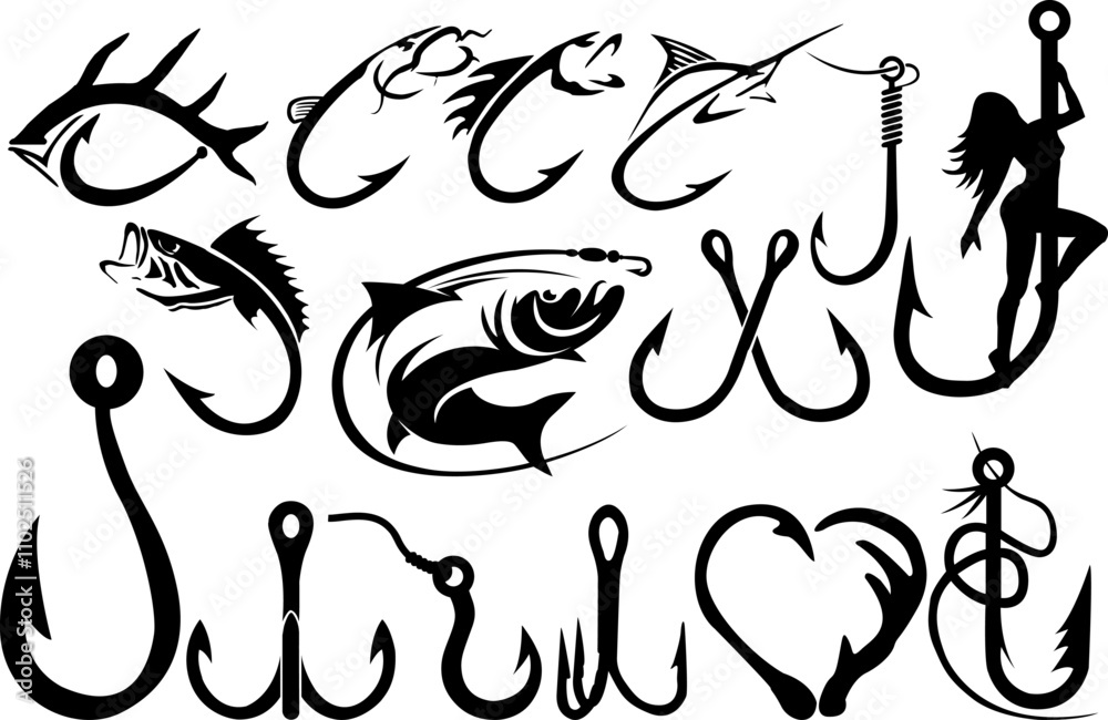 Poster Fishing Hook SVG , Crossed Fish Hooks SVG , Hook SVG , Bass ...