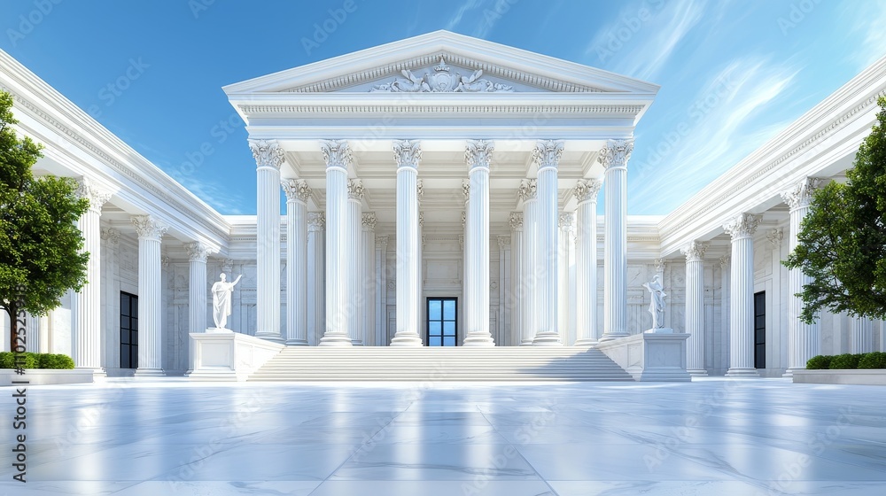 Elegant courthouse with neoclassical pillars and intricate details ...