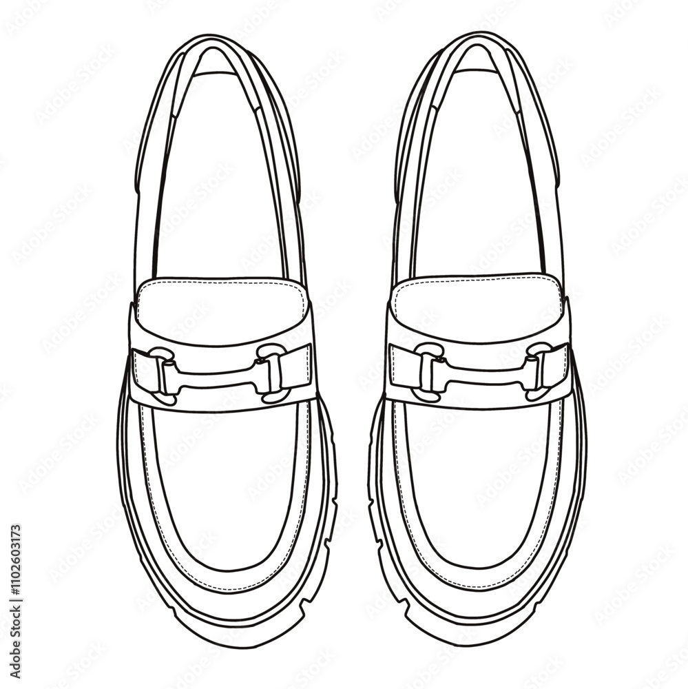 Women's Slip On Shoes Platform Thick Comfortable loafers Shoes Line art ...