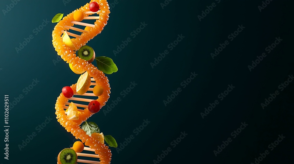 A colorful, artistic representation of DNA intertwined with various ...
