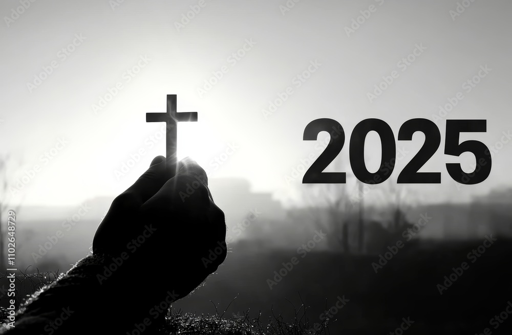 Christians Hold High the Cross of Jesus Christ in 2025 New Year Worship Symbolizing Hope and ...
