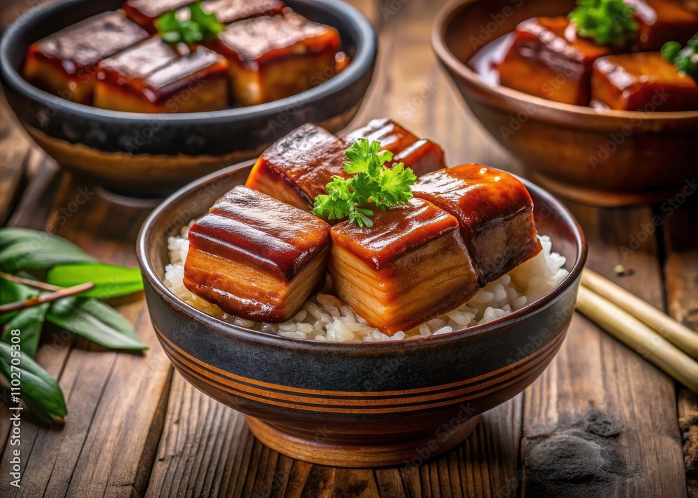 Hangzhou Dongpo Pork: Vintage Photo of Braised Pork Belly in Lacquered ...
