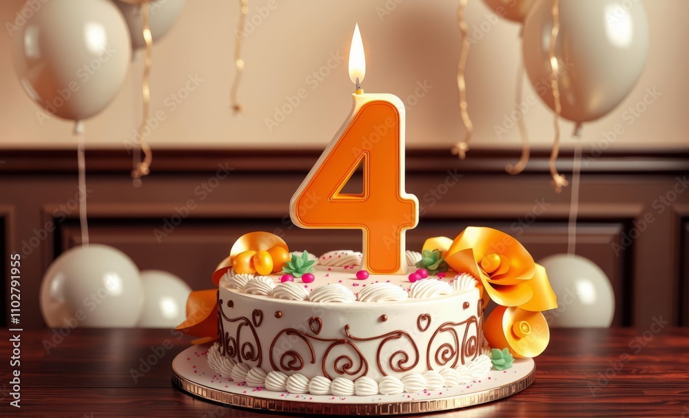 Foto de Number 4 birthday cake fourth birthday celebration cake with ...