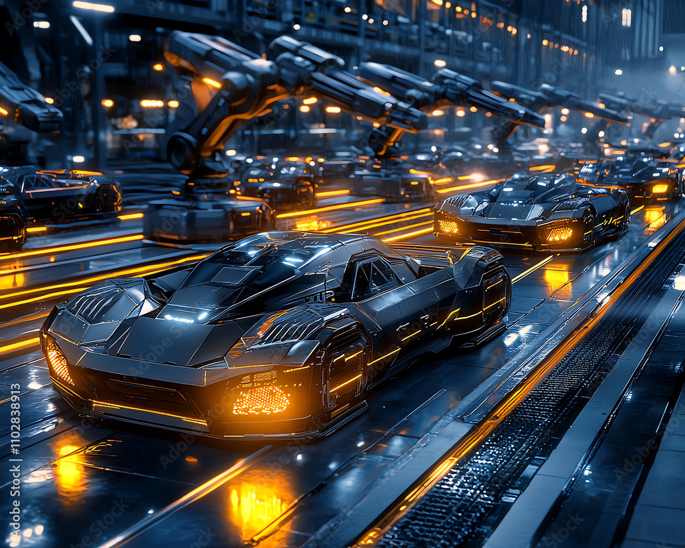 Custom warehouse layouts optimize storage efficiency. Futuristic cars ...