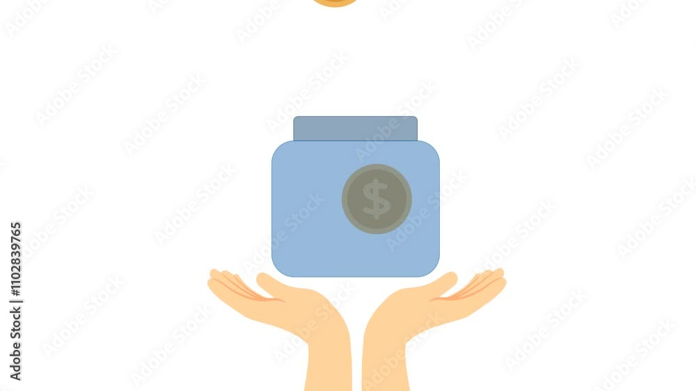 4K video Donation Footage with Coins, hand and jar Illustration on ...